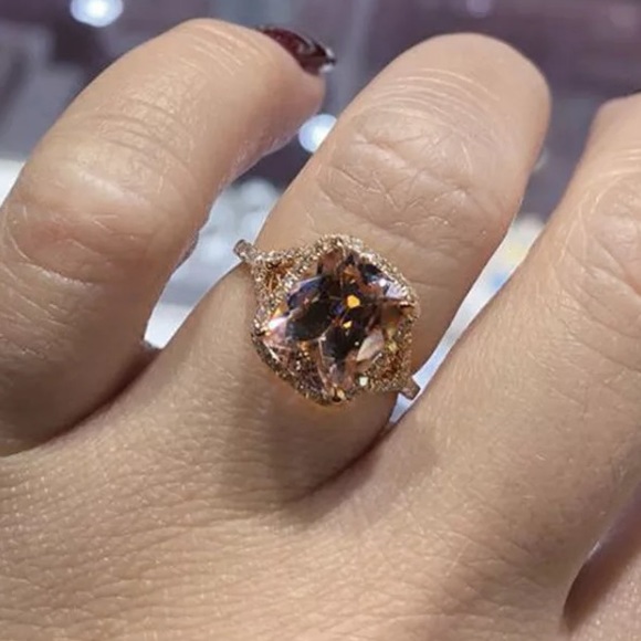 Jewelry | 18k Rg925 Sterling Cushion Morganite Ring | Poshmark